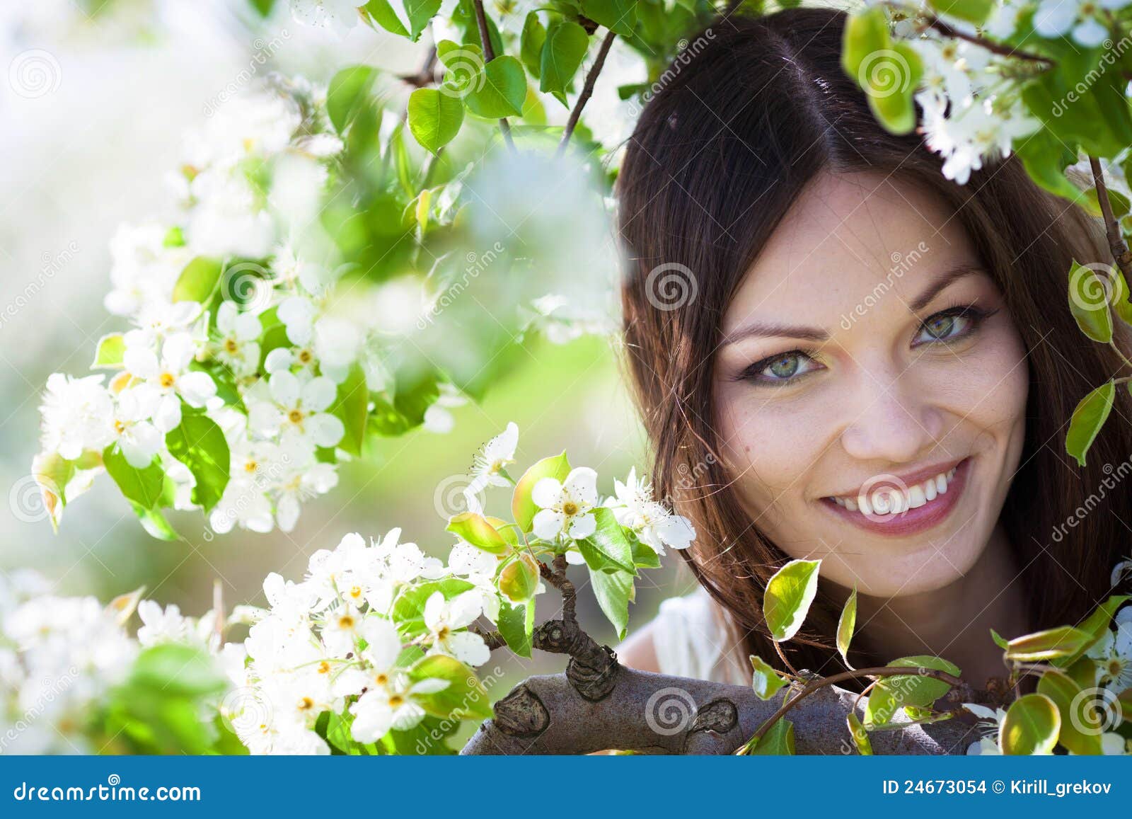Girl portrait in garden stock photo. Image of brunette - 24673054