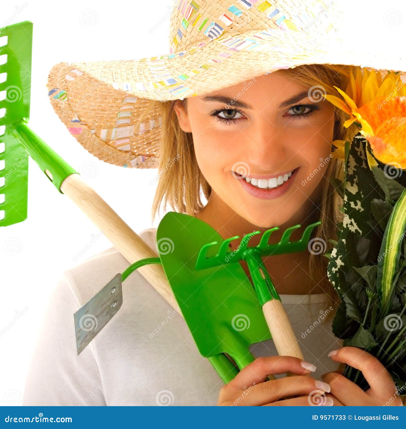 Girl Portrait with Gardening Tools Stock Image - Image of caucasian ...