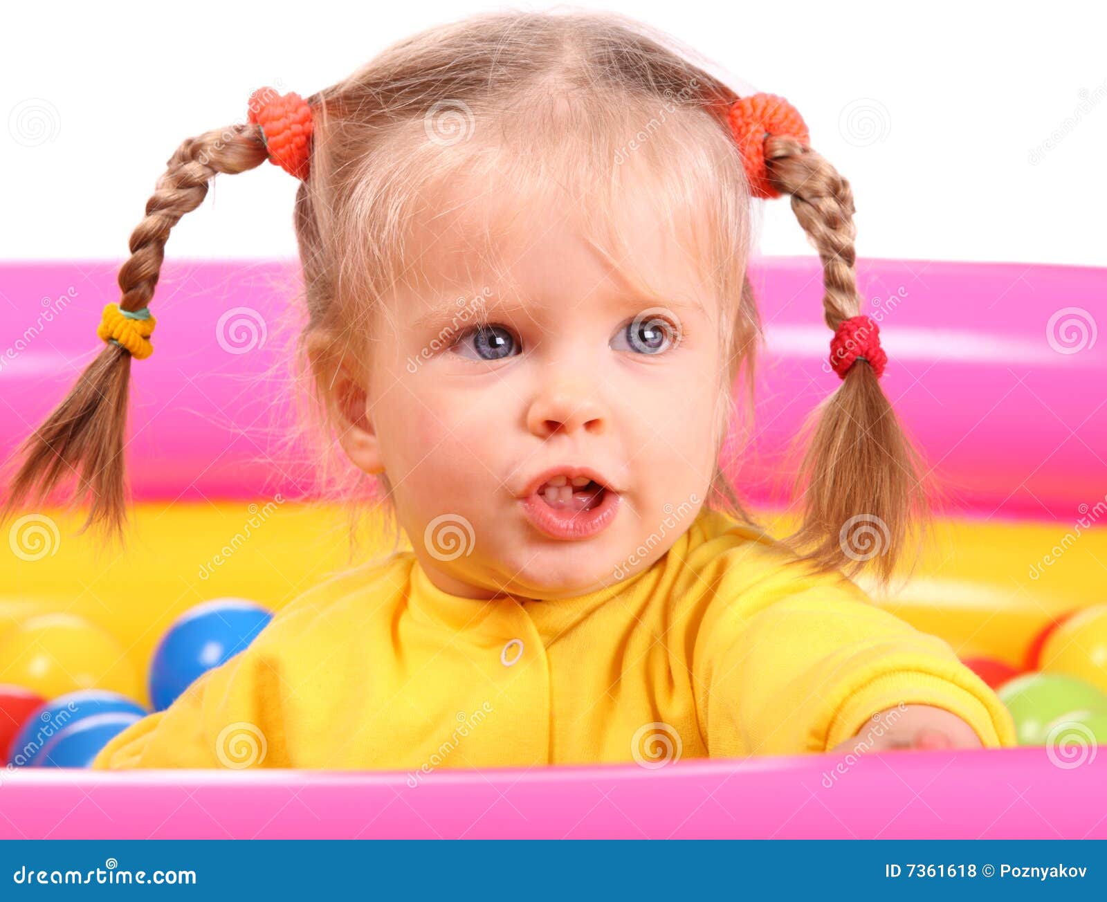 Girl Portrait . Group of Color Ball Back Stock Photo - Image of ...