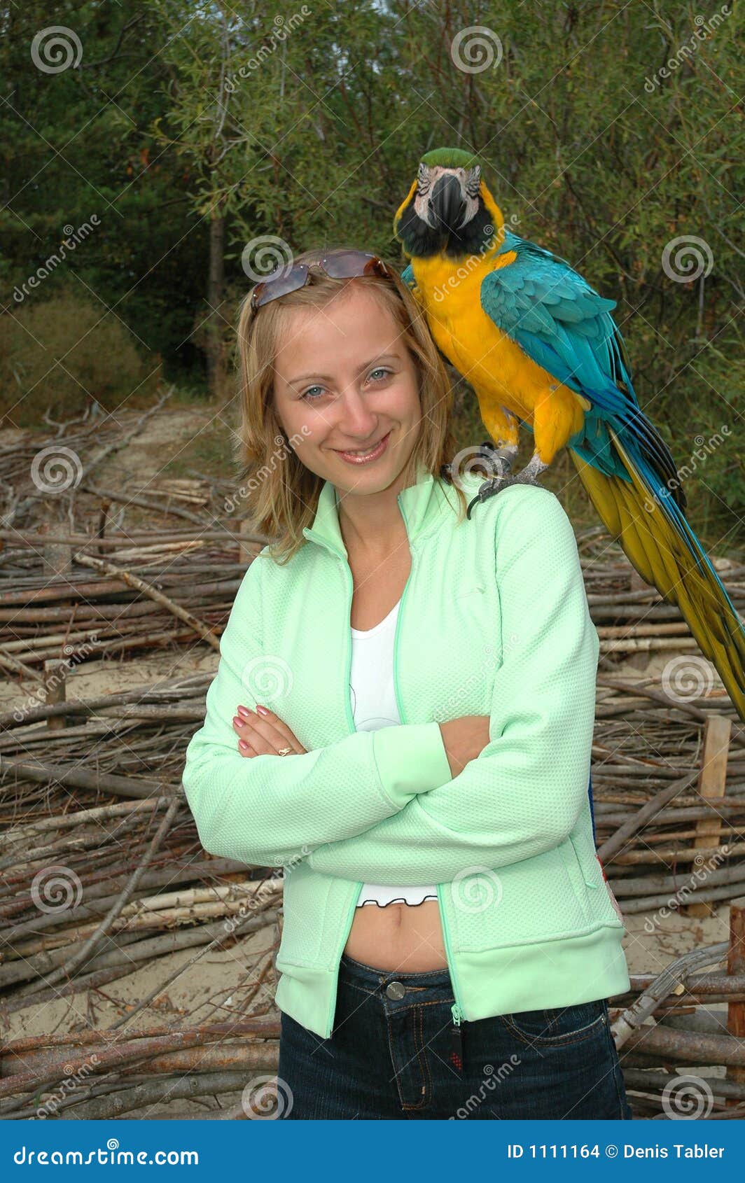 Girl portrait with parrot stock photo. Image of summer - 1111164