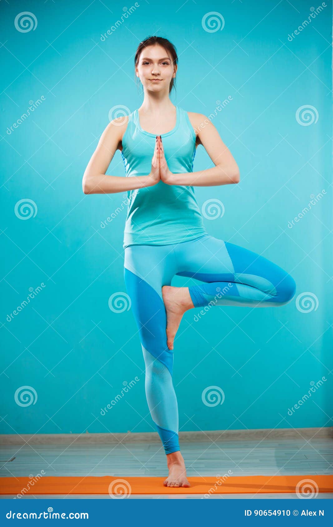 Girl in pose of tree stock photo. Image of concept, pretty - 90654910