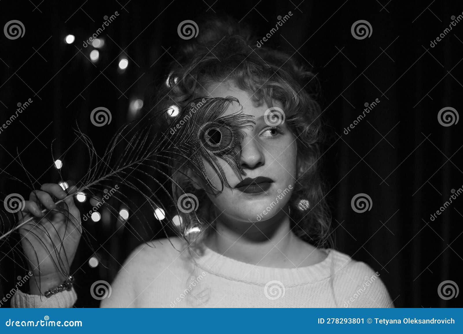 A Girl Poses With A Peacock Feather Stock Image Image Of Girls Climate 278293801