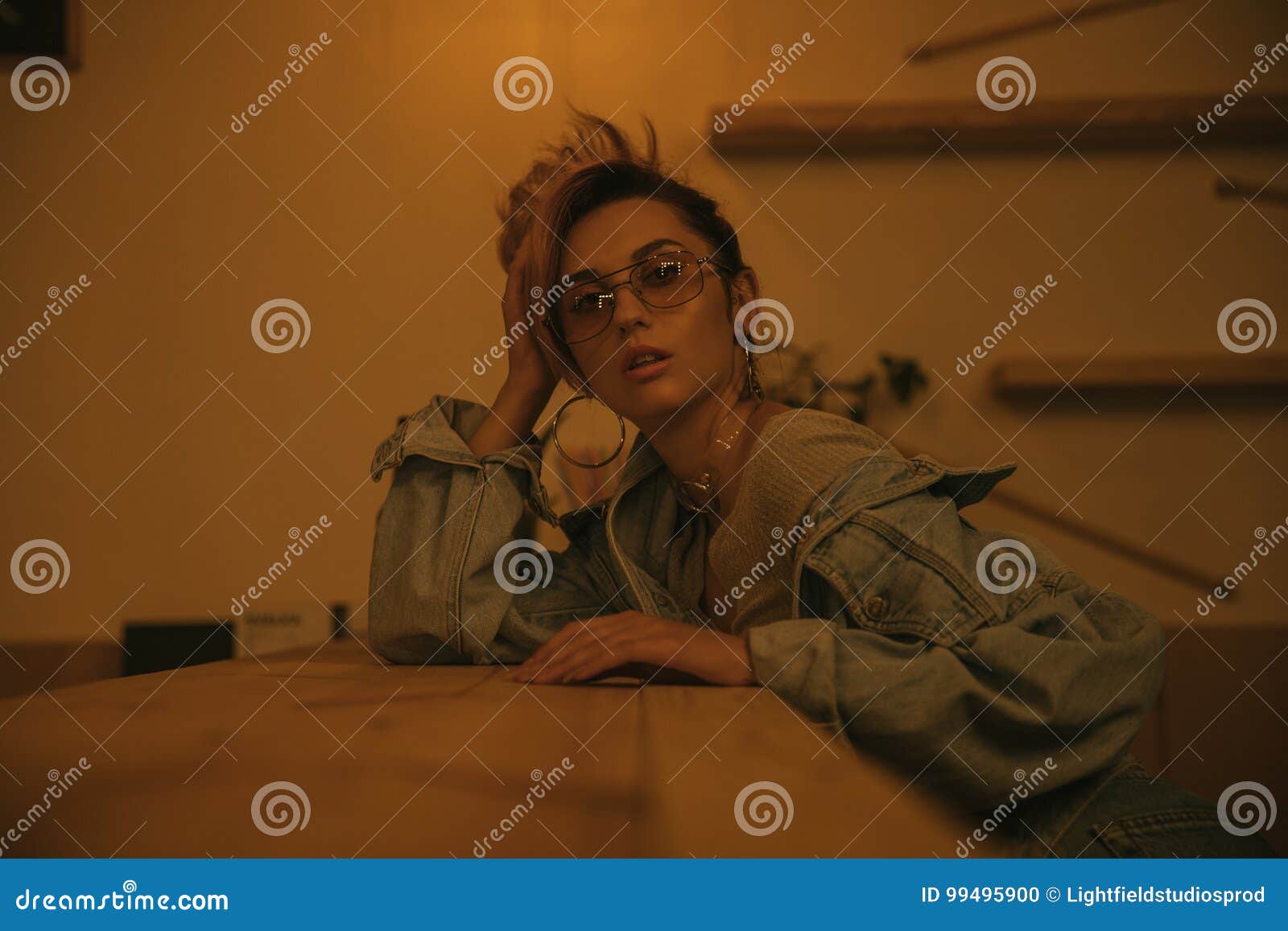 Girl posing at bar stock photo. Image of indoors, alone - 99495900