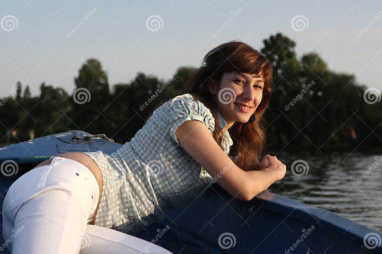 Girl posing on a boat stock image. Image of seas, attract - 5987247