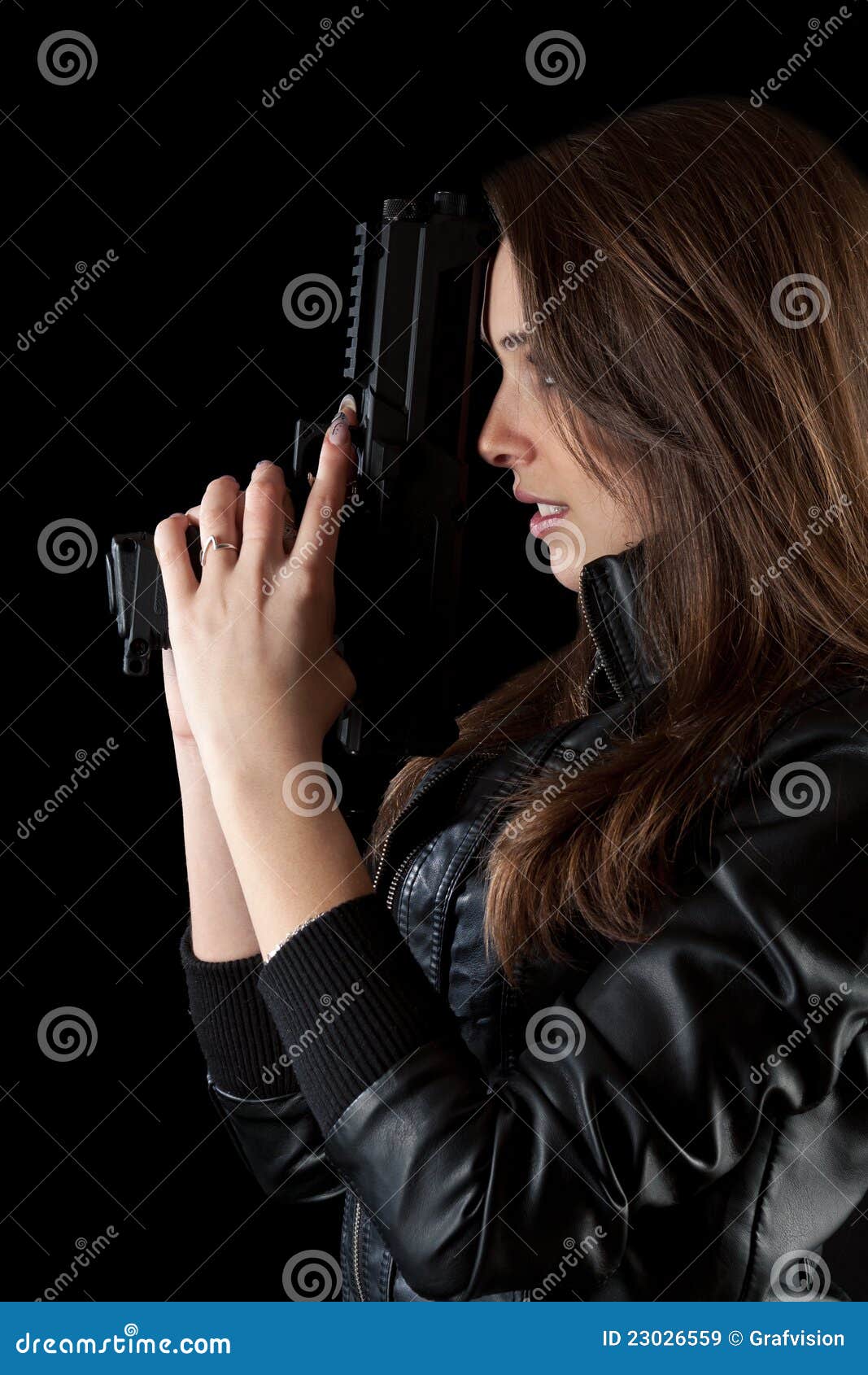Girl posing with guns stock image. Image of artistic - 23026559