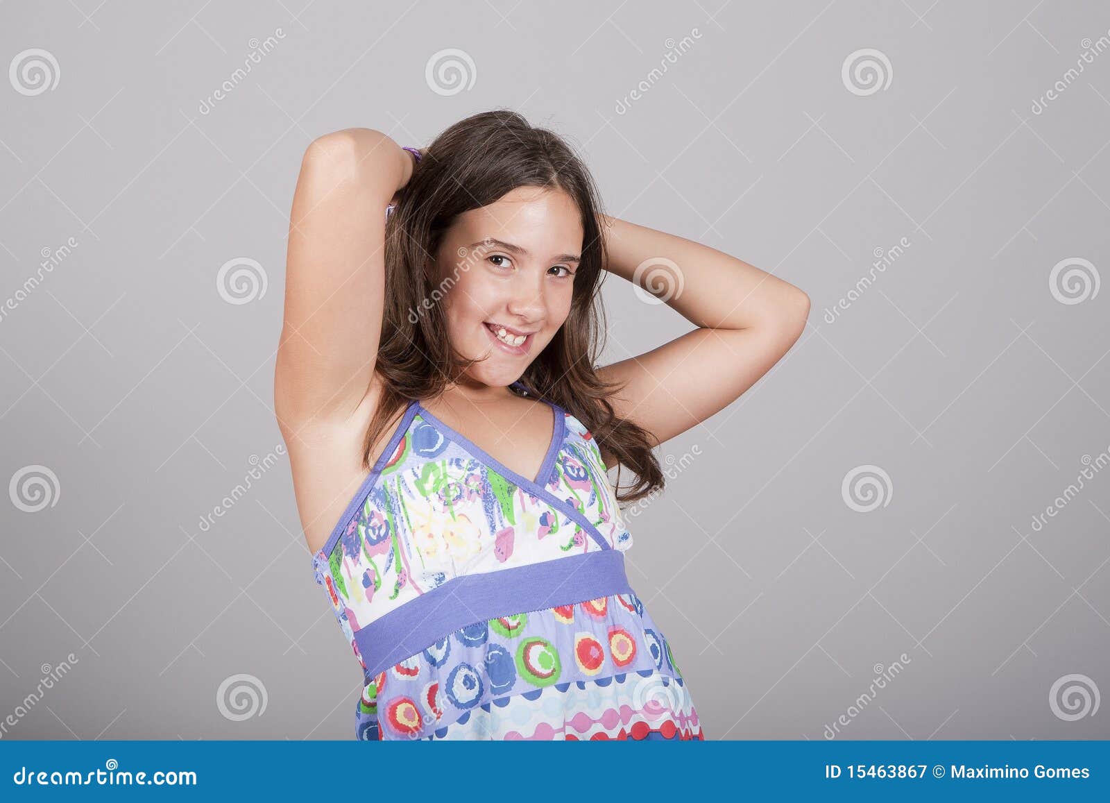 Girl Posing with Her Arms Up Stock Image - Image of female, beautiful ...