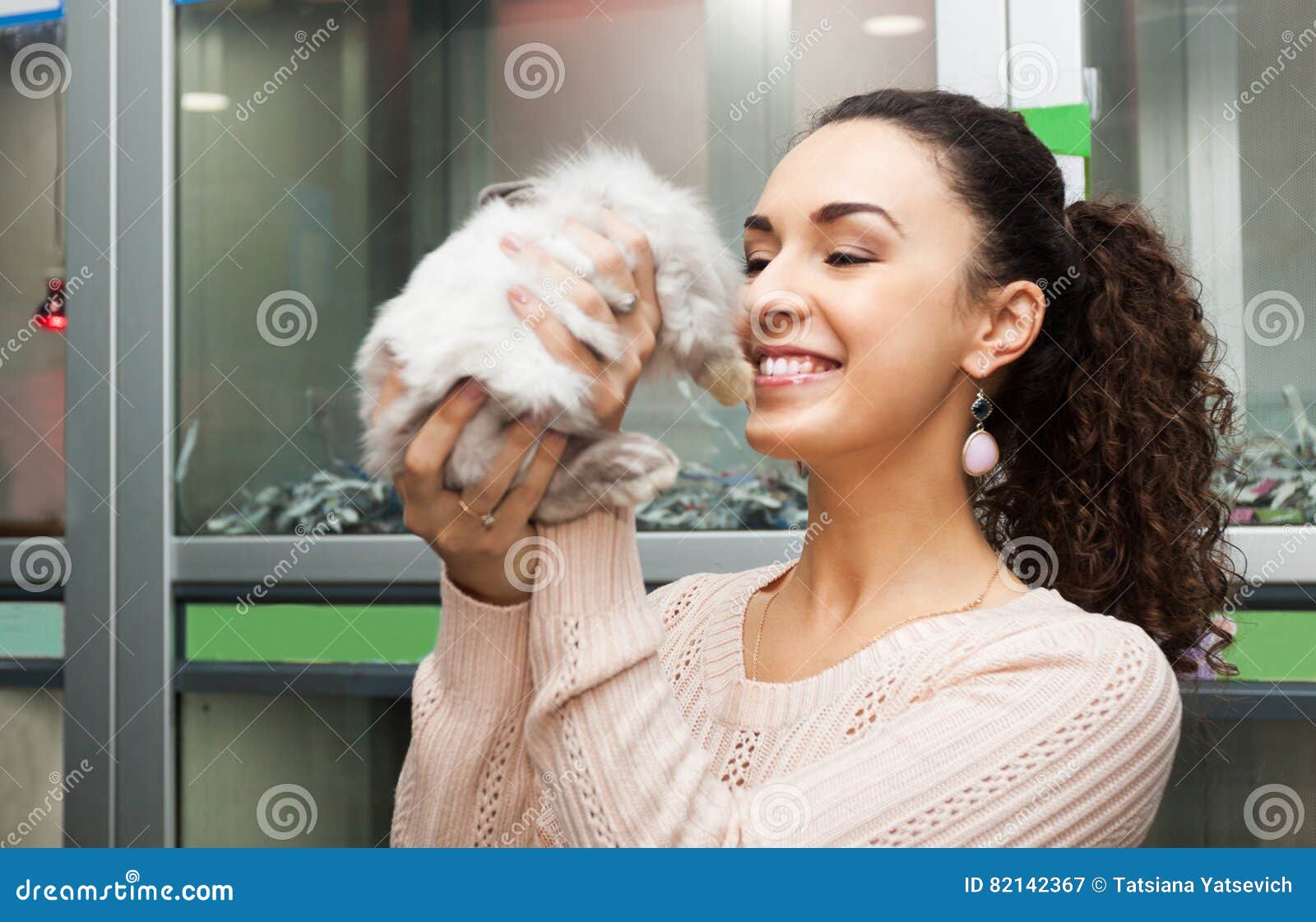 Girl posing with rabbit stock image. Image of girl, shopaholic - 82142367