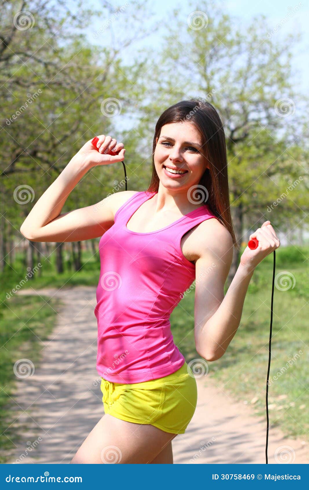 Girl Posing with a Skipping Rope on a Summer Day Stock Image - Image of ...