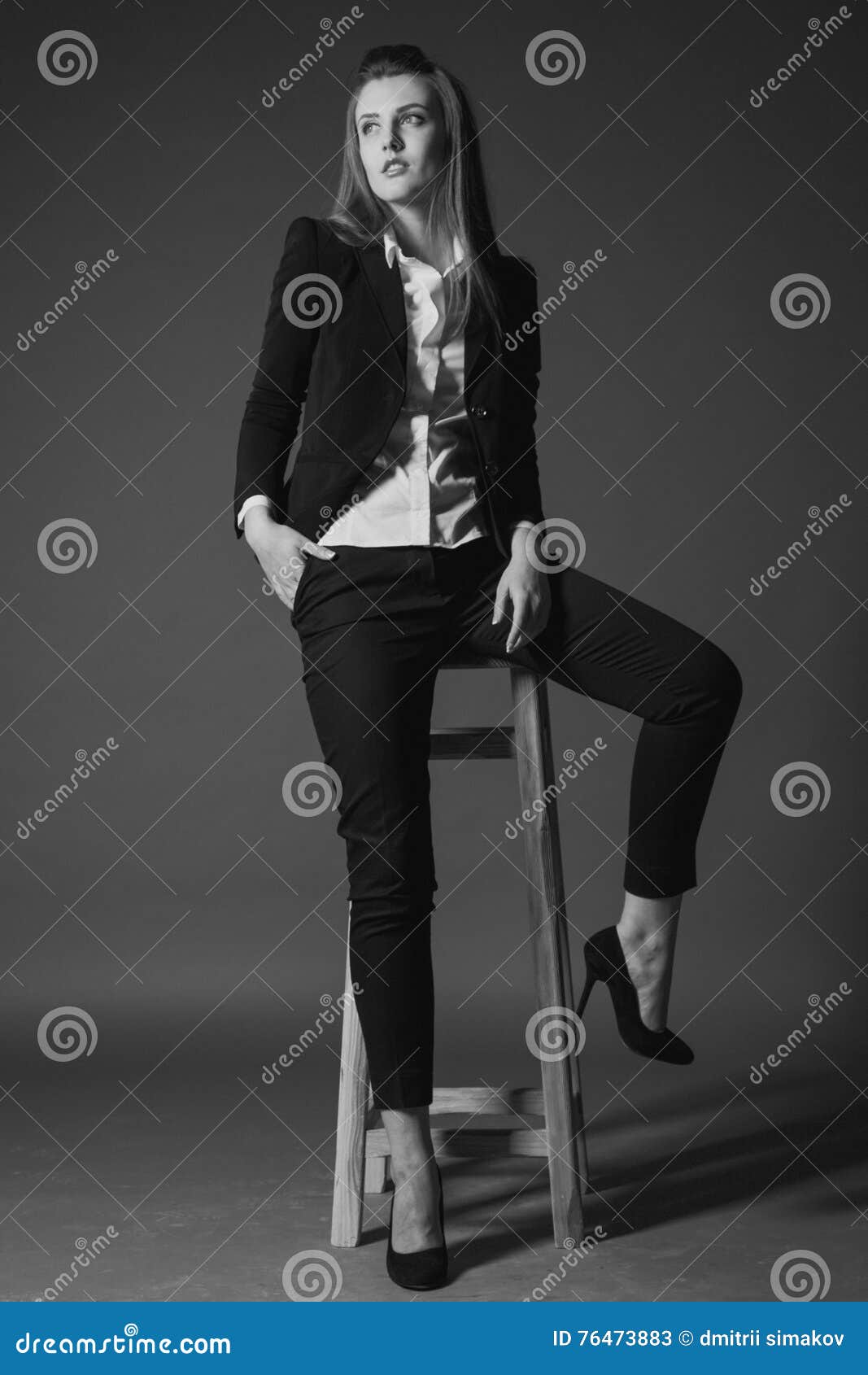 Girl Posing in the Studio on a Chair Stock Image - Image of girl ...