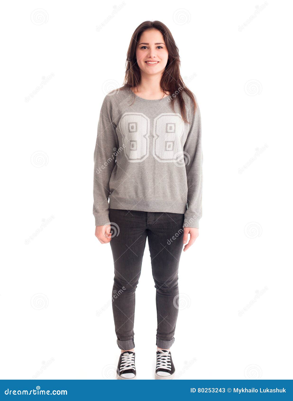 Girl Posing in Sweater Isolated Stock Image - Image of sweaters, smart ...