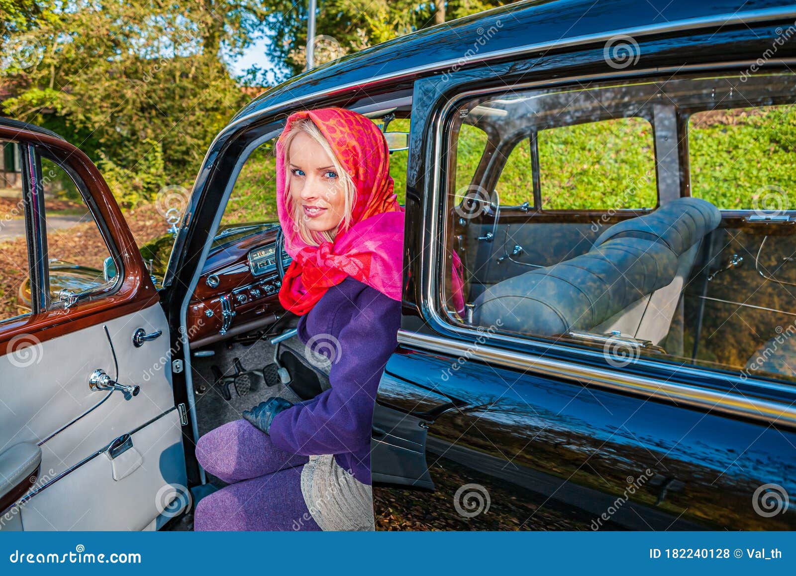 Classic car stock photo. Image of drive, women, beautiful - 182240128