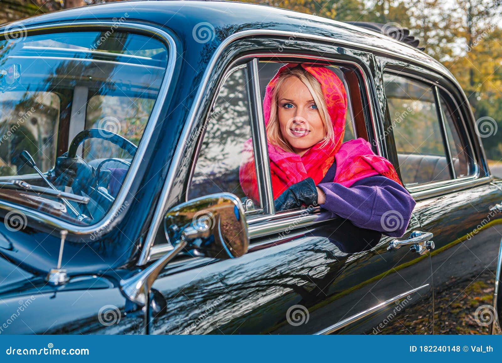 Classic car stock photo. Image of beautiful, style, women - 182240148