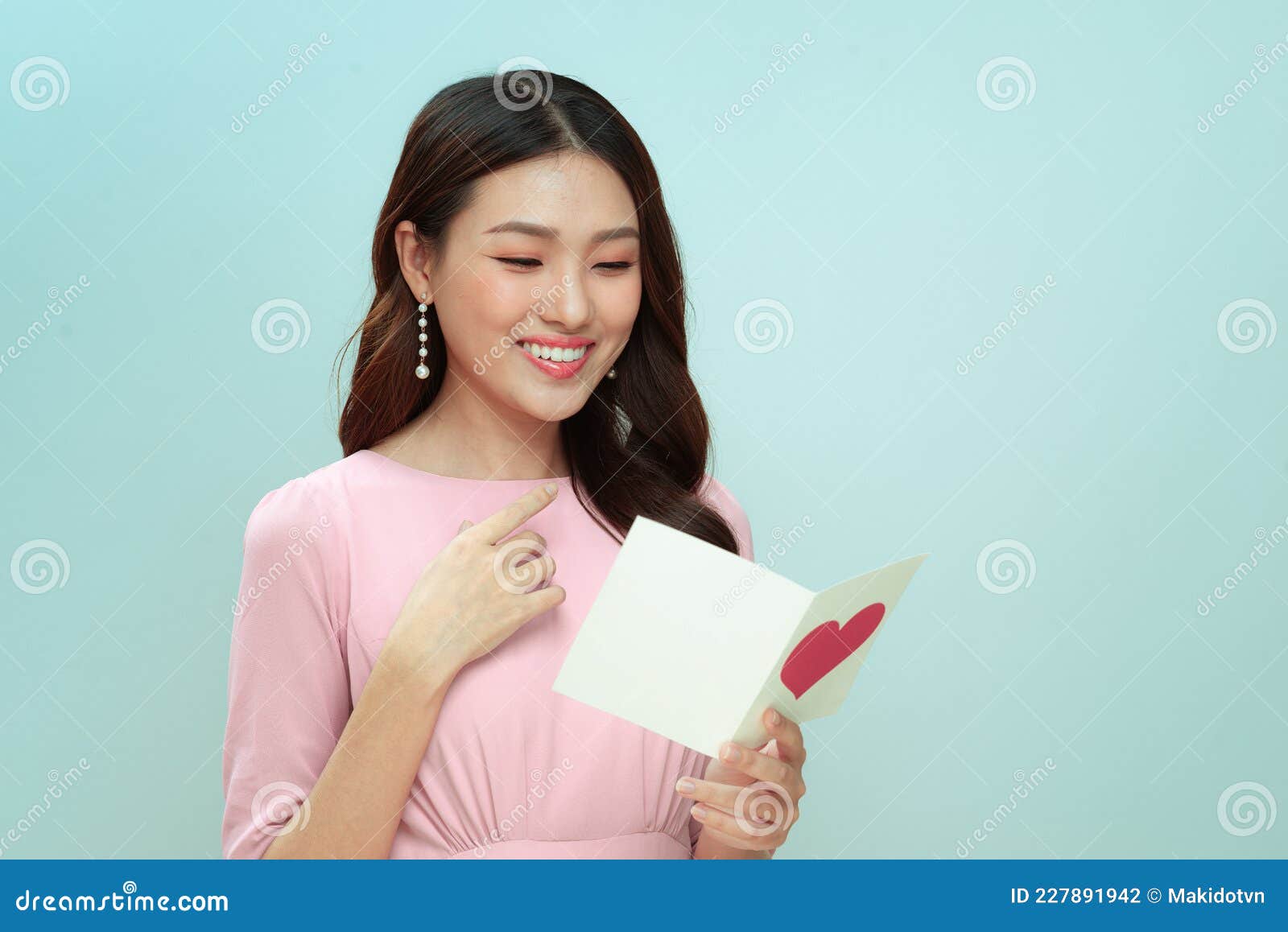 Girl with a Post Card in Her Hand Stock Photo - Image of girl ...
