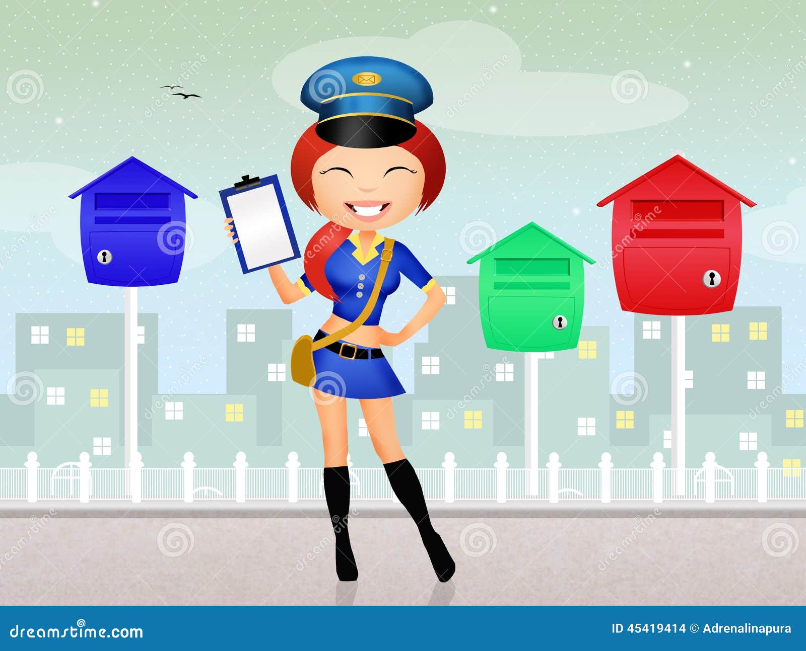 Girl postman stock illustration. Illustration of communication - 45419414