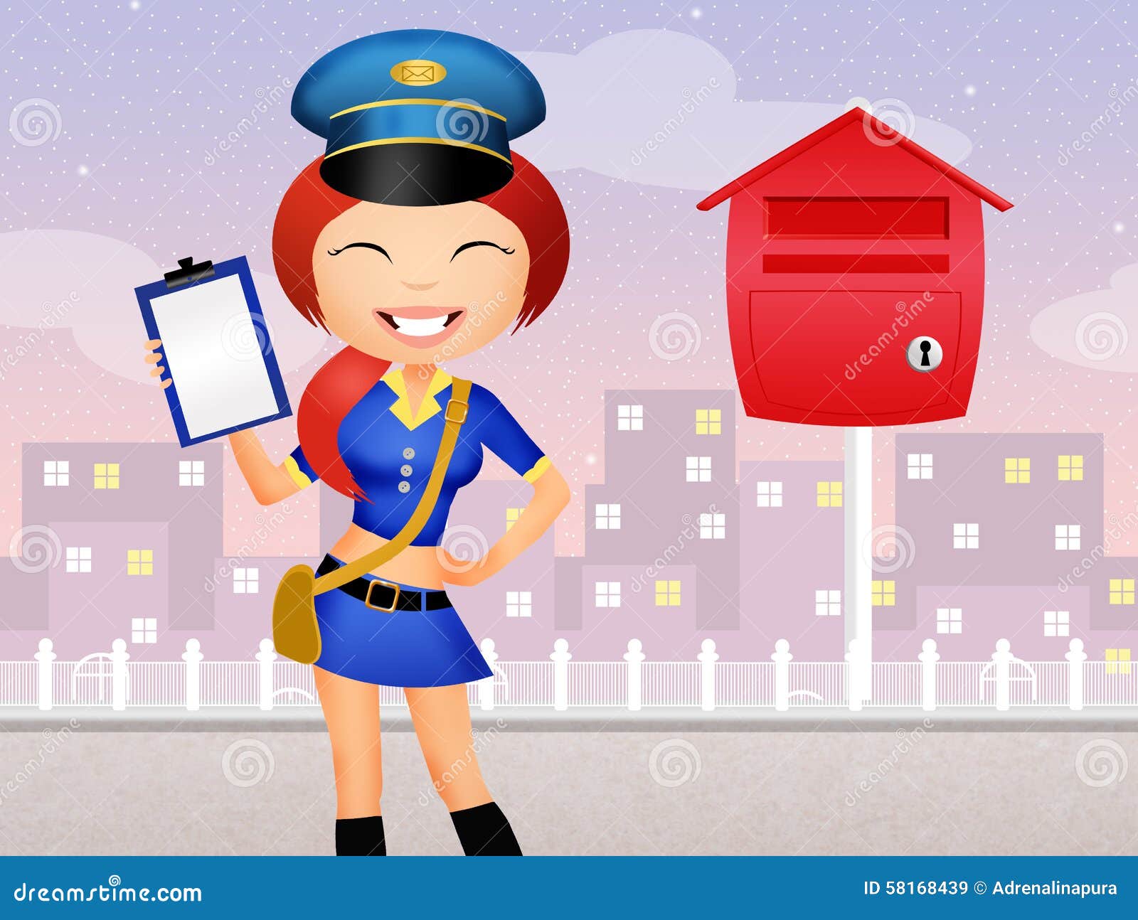 Girl postman stock illustration. Illustration of hand - 58168439