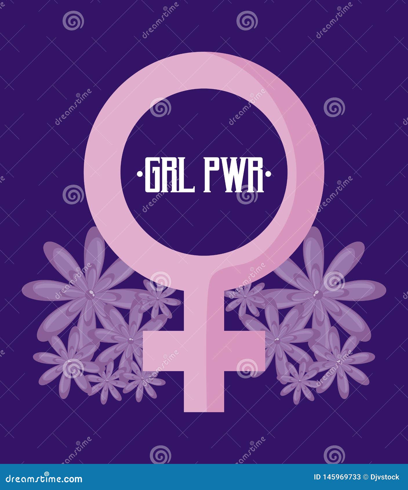 Girl Power Card With Gender Female Symbol Stock Illustration