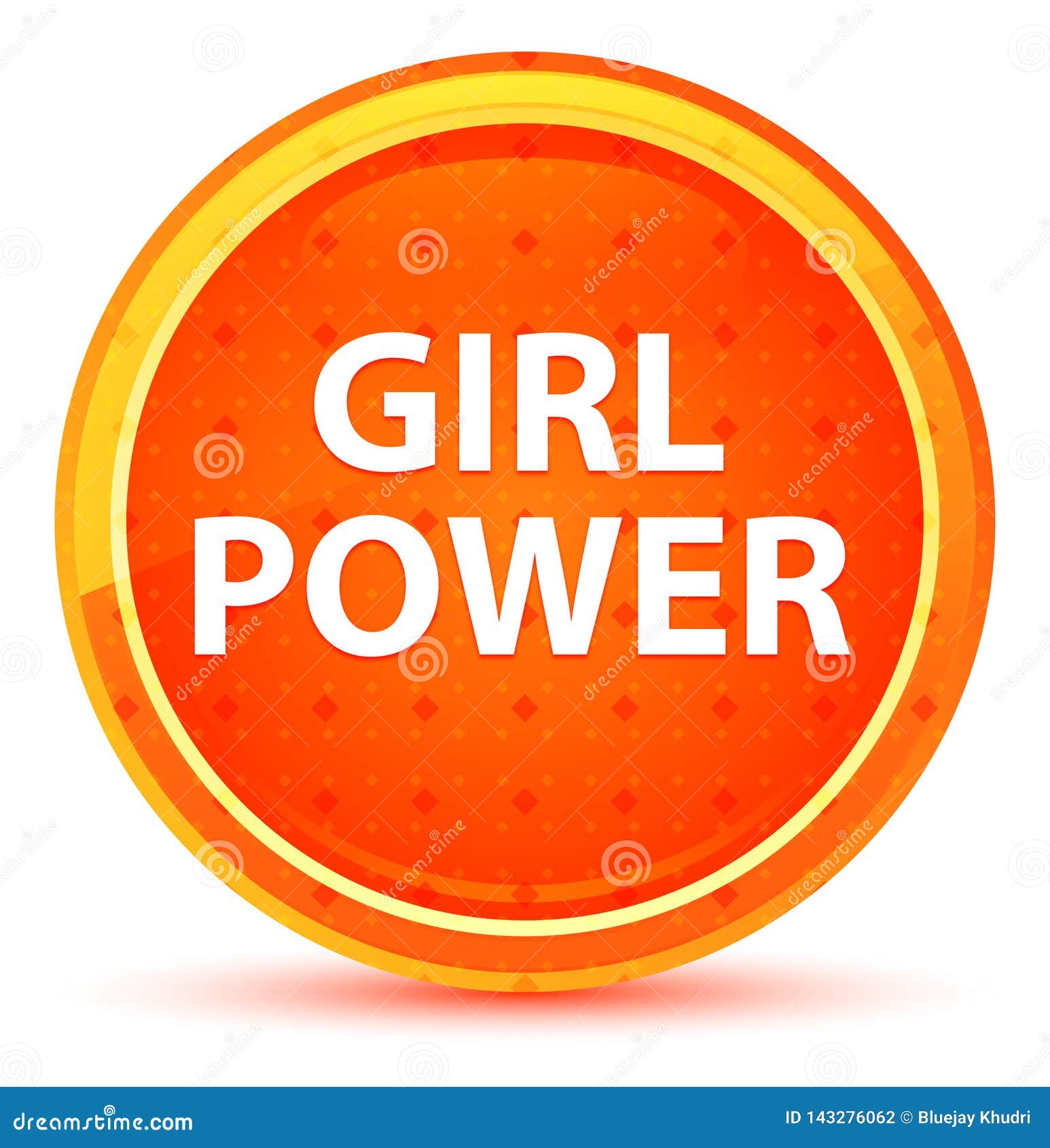 Girl Power Natural Orange Round Button Stock Illustration ...