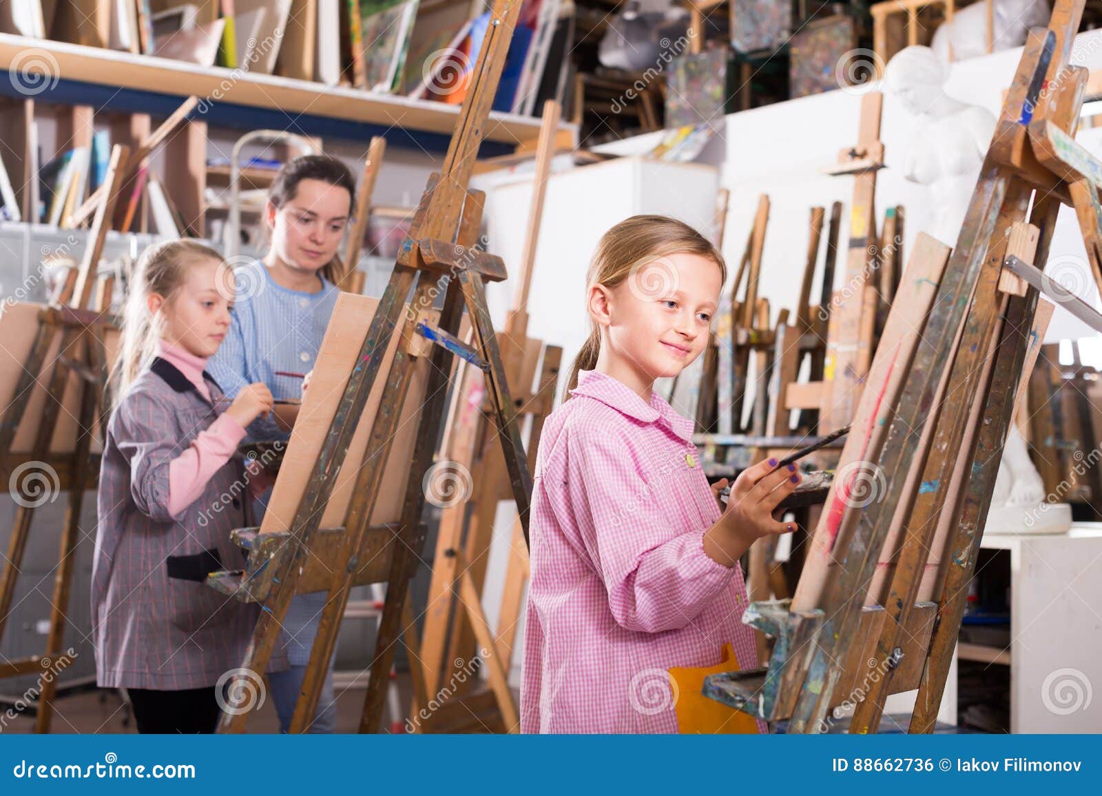 Girl Practicing Their Skills during Drawing Class Stock Photo - Image ...