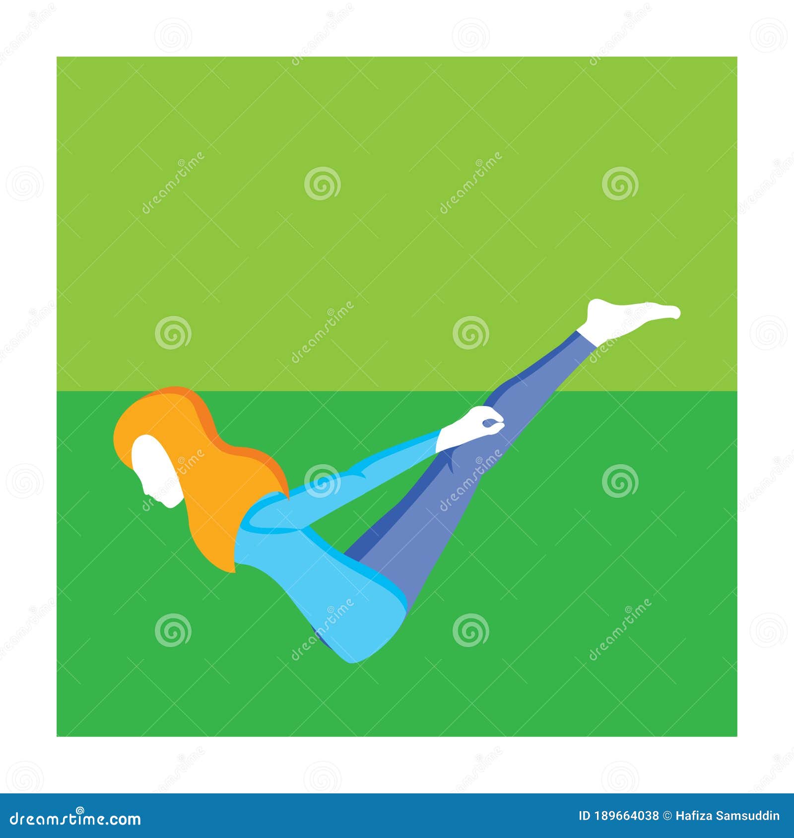 Girl Practising Yoga in Locust Pose Variation. Vector Illustration ...