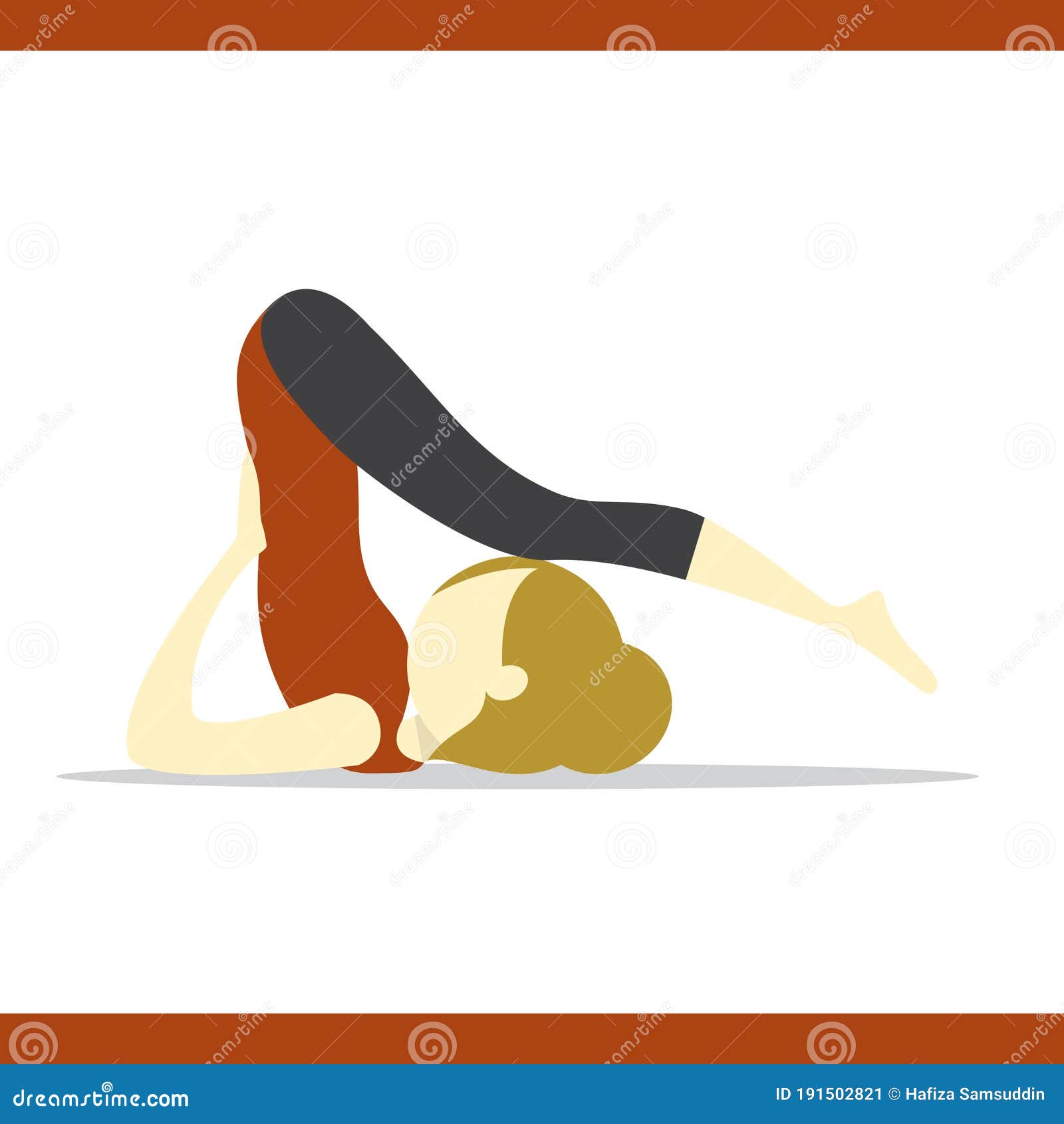 Girl Practising Yoga in Plow Pose. Vector Illustration Decorative ...