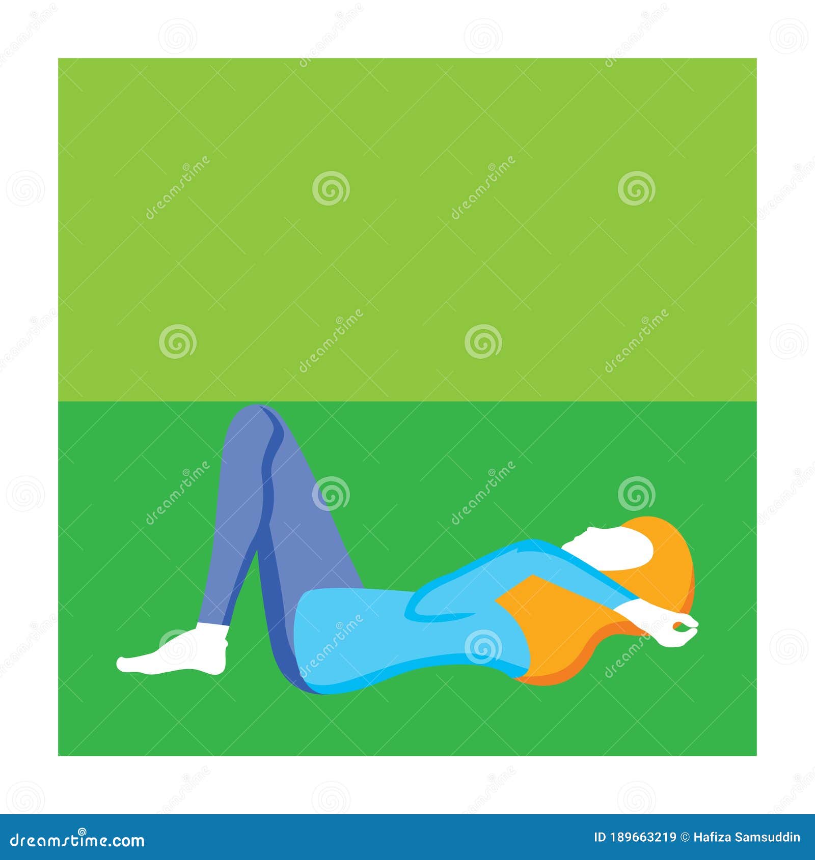 Girl Practising Yoga in Restorative Pose. Vector Illustration ...