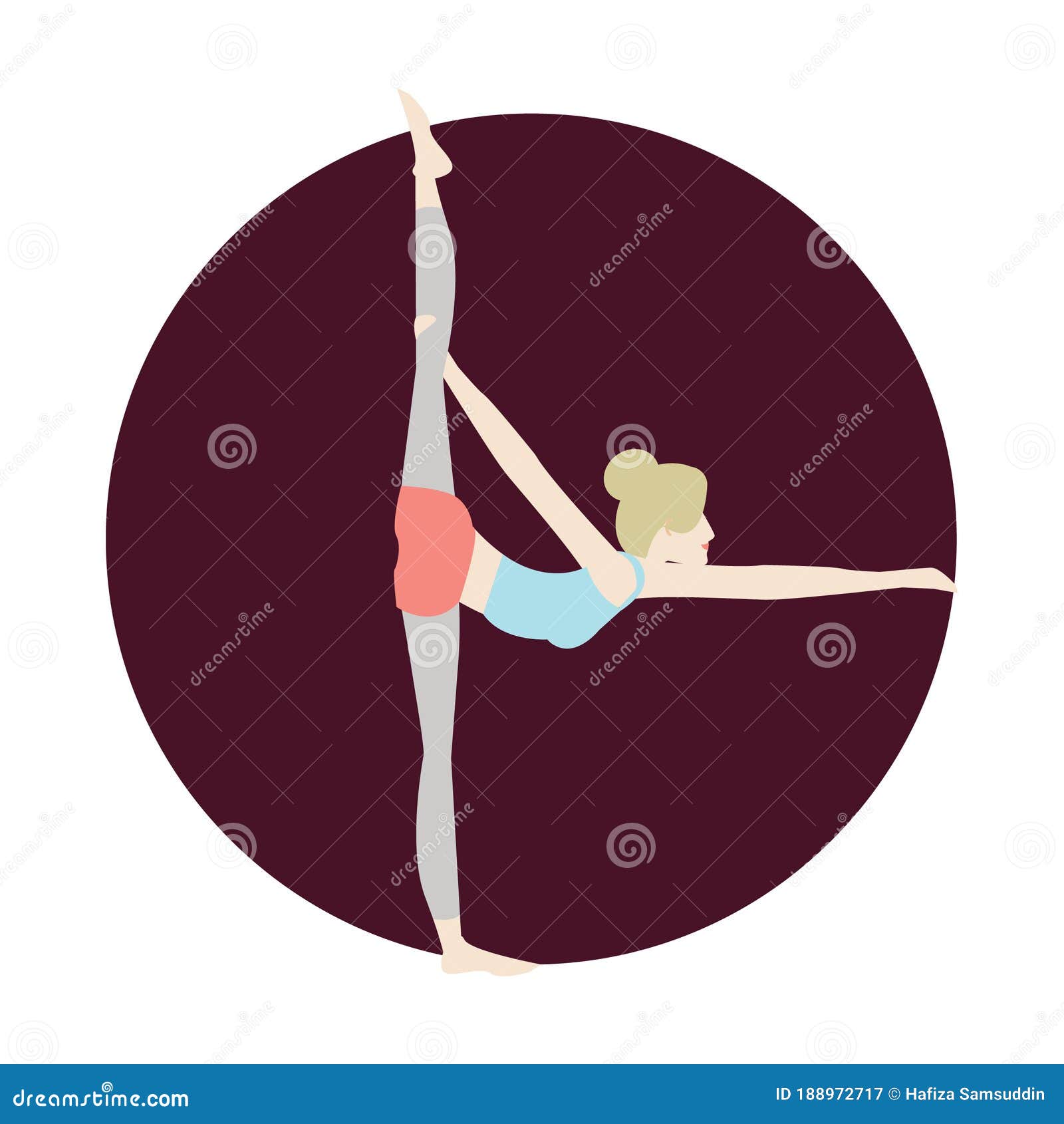 Girl Practising Yoga in Standing Split Pose Variation. Vector ...