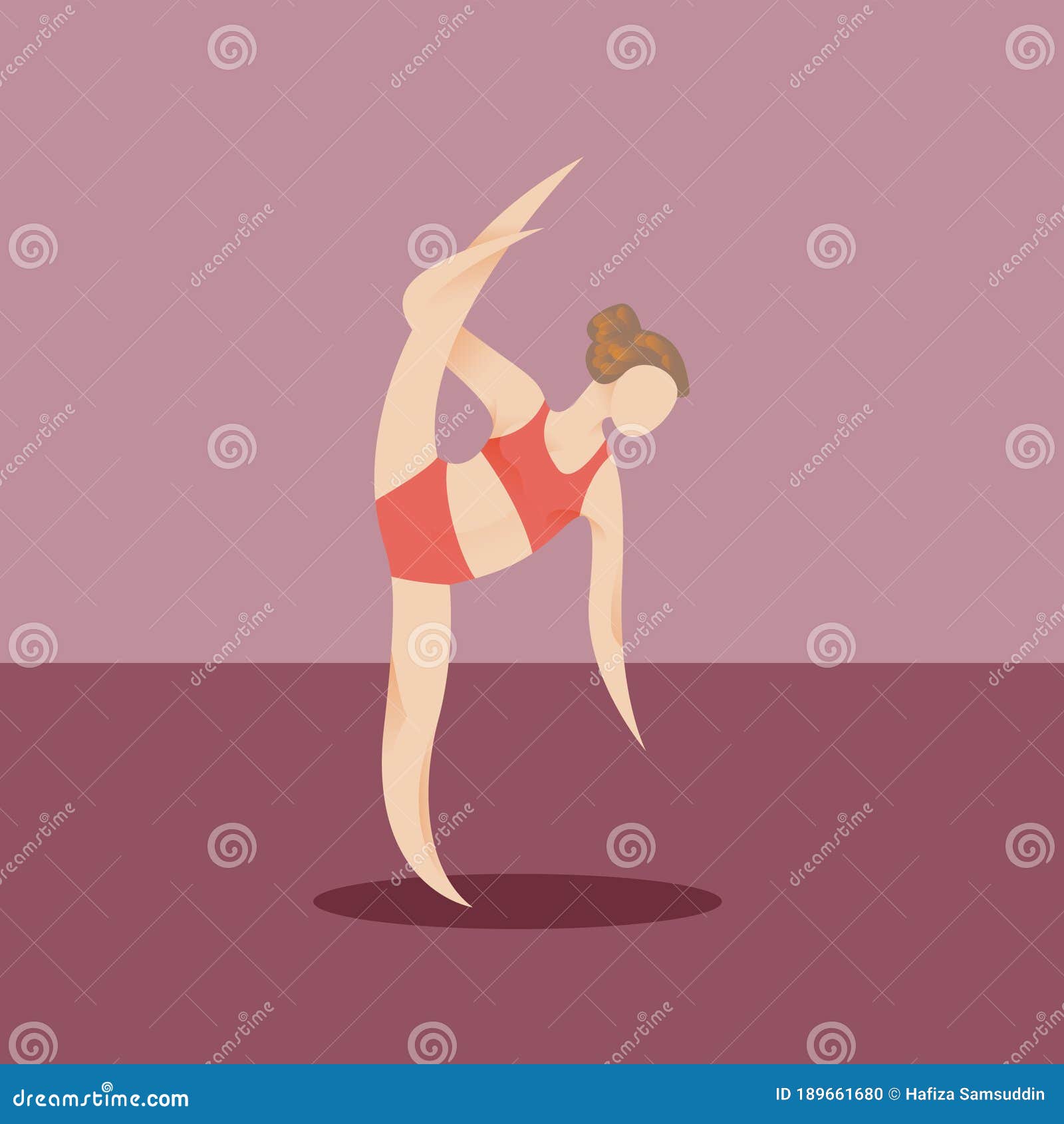Girl Practising Yoga in Standing Split Pose Variation. Vector ...