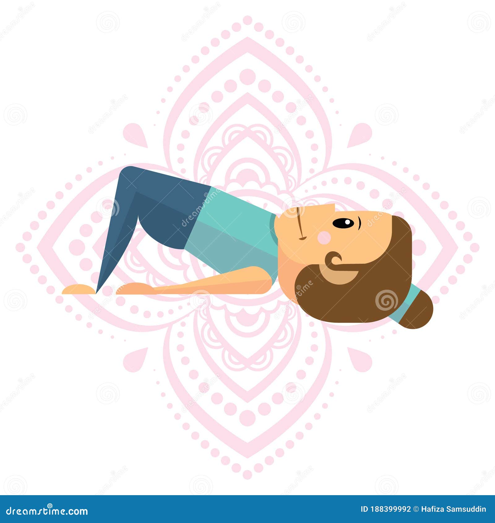 Girl Practising Yoga in Table Pose. Vector Illustration Decorative ...