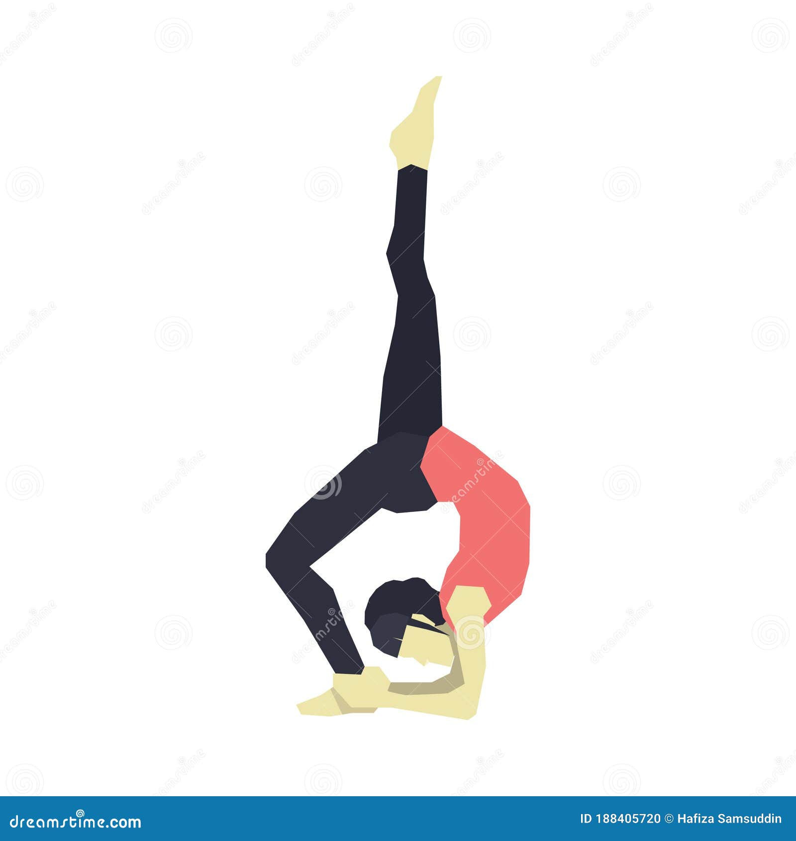 Girl Practising Yoga in Wheel Pose Variation. Vector Illustration ...
