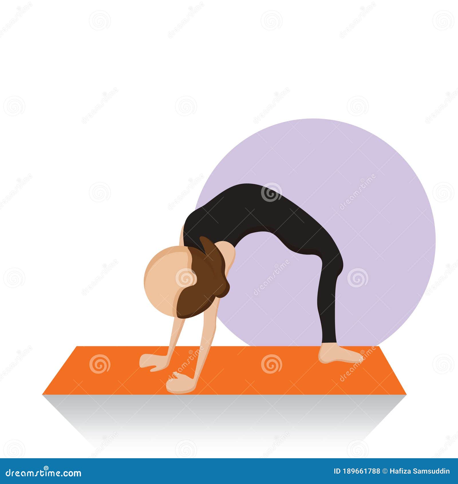 Girl Practising Yoga in Wheel Pose. Vector Illustration Decorative ...