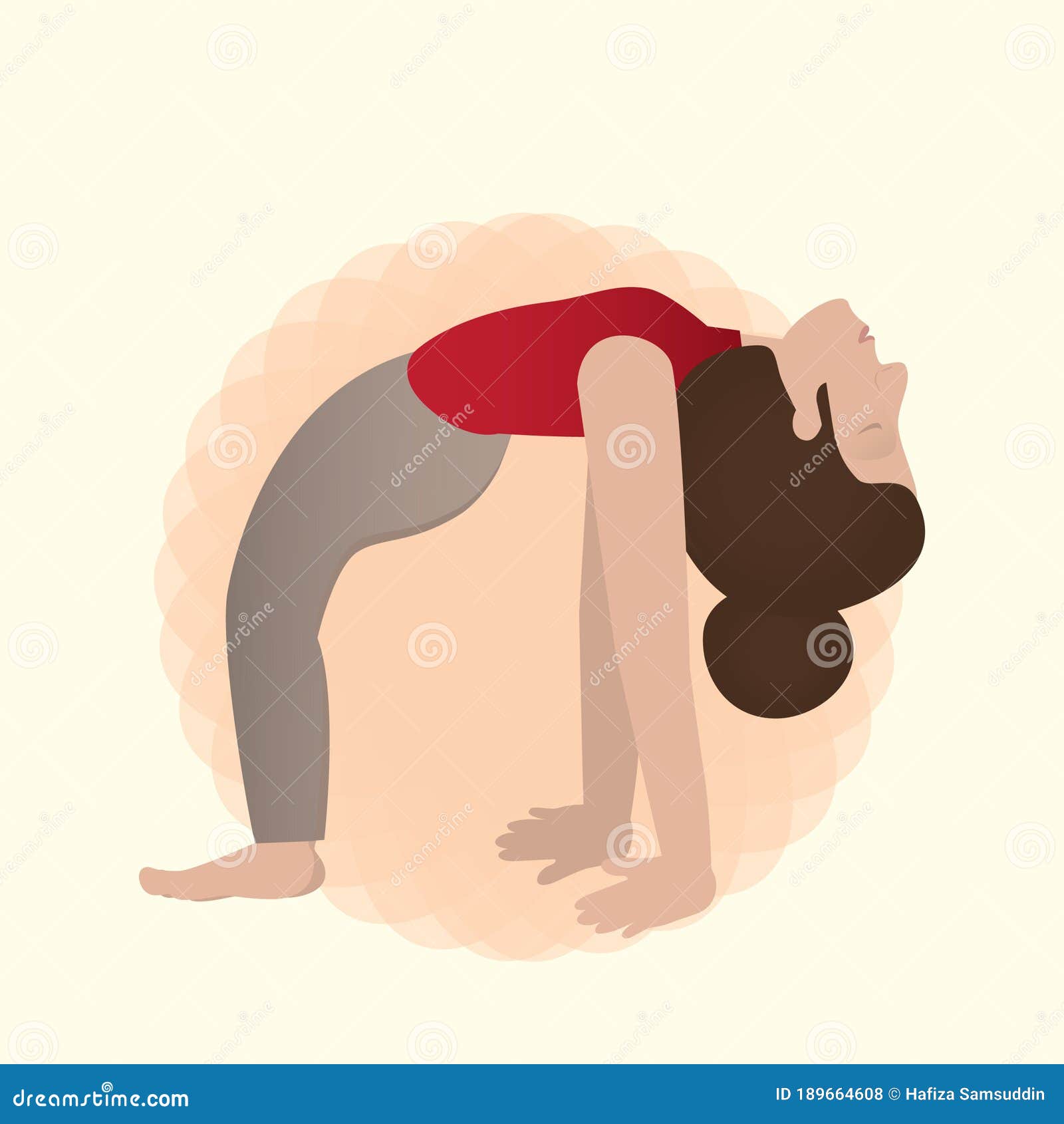 Girl Practising Yoga in Wheel Pose. Vector Illustration Decorative ...