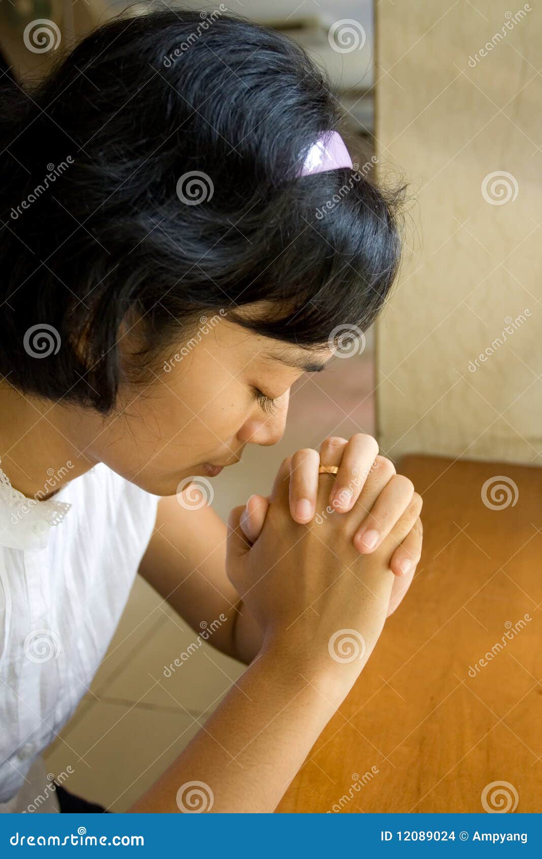 Girl pray in church stock photo. Image of face, holy - 12089024