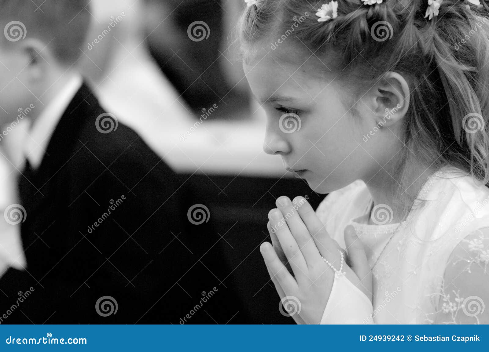 Girl Praying In Cemetery Stock Photo | CartoonDealer.com #4703820