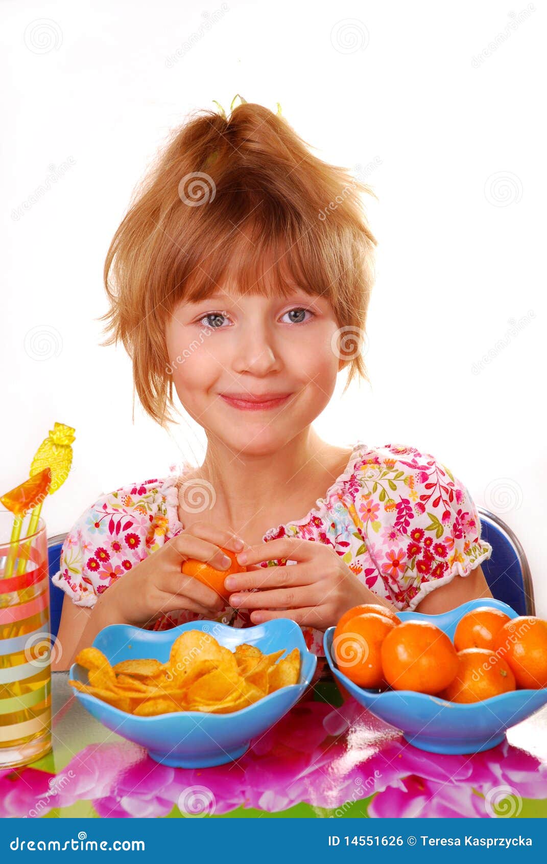 Girl Preferring Fruits Than Chips Stock Photo - Image of fresh ...