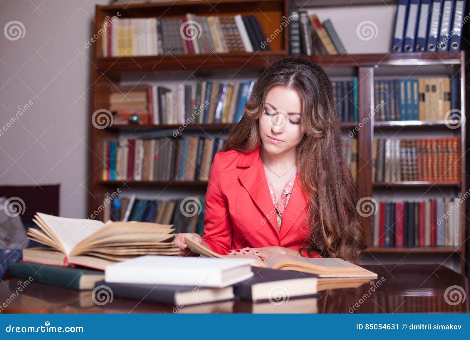 Girl is Preparing for the Exam in the Library Stock Image - Image of ...
