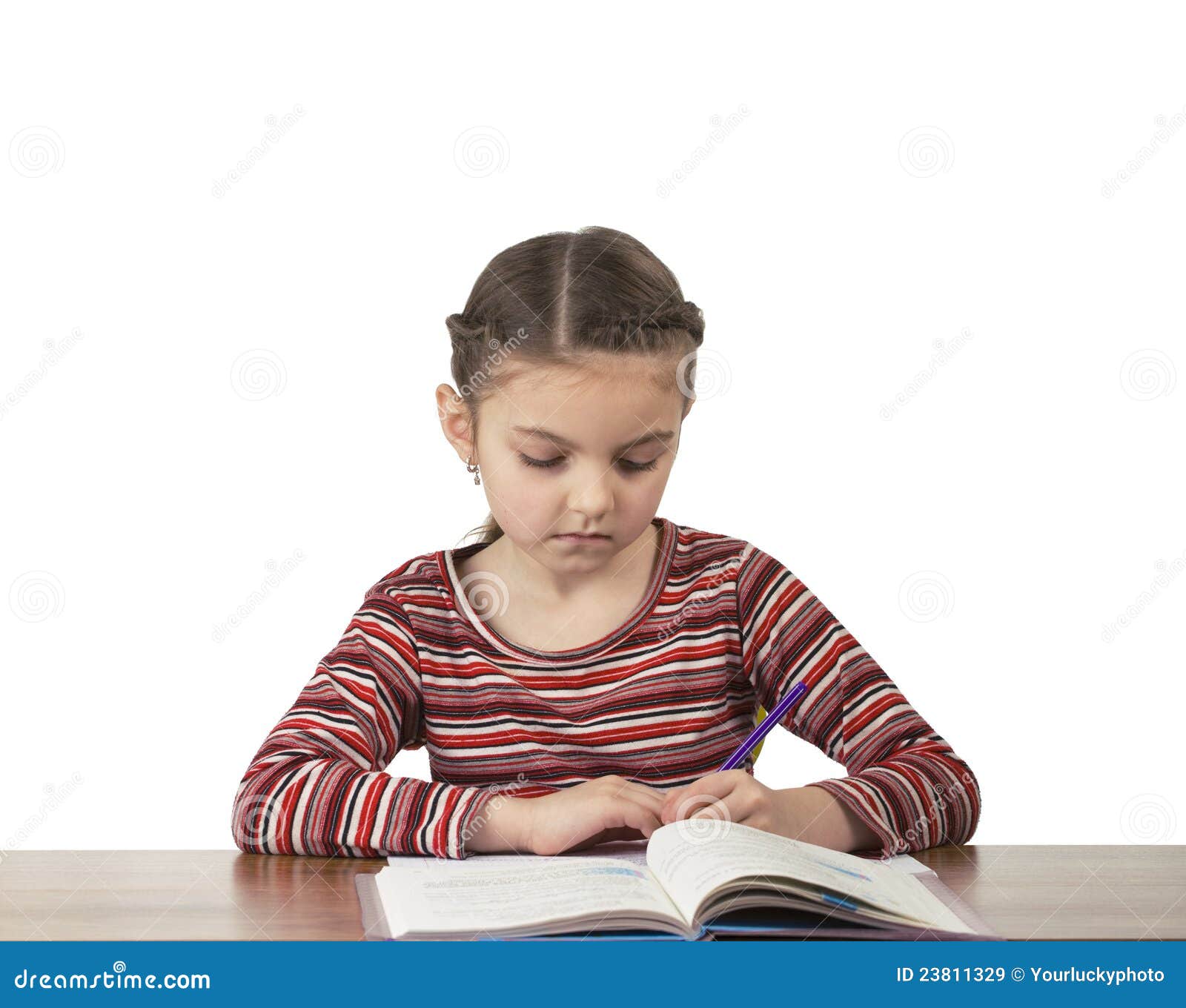 Girl preparing homework stock image. Image of learning - 23811329