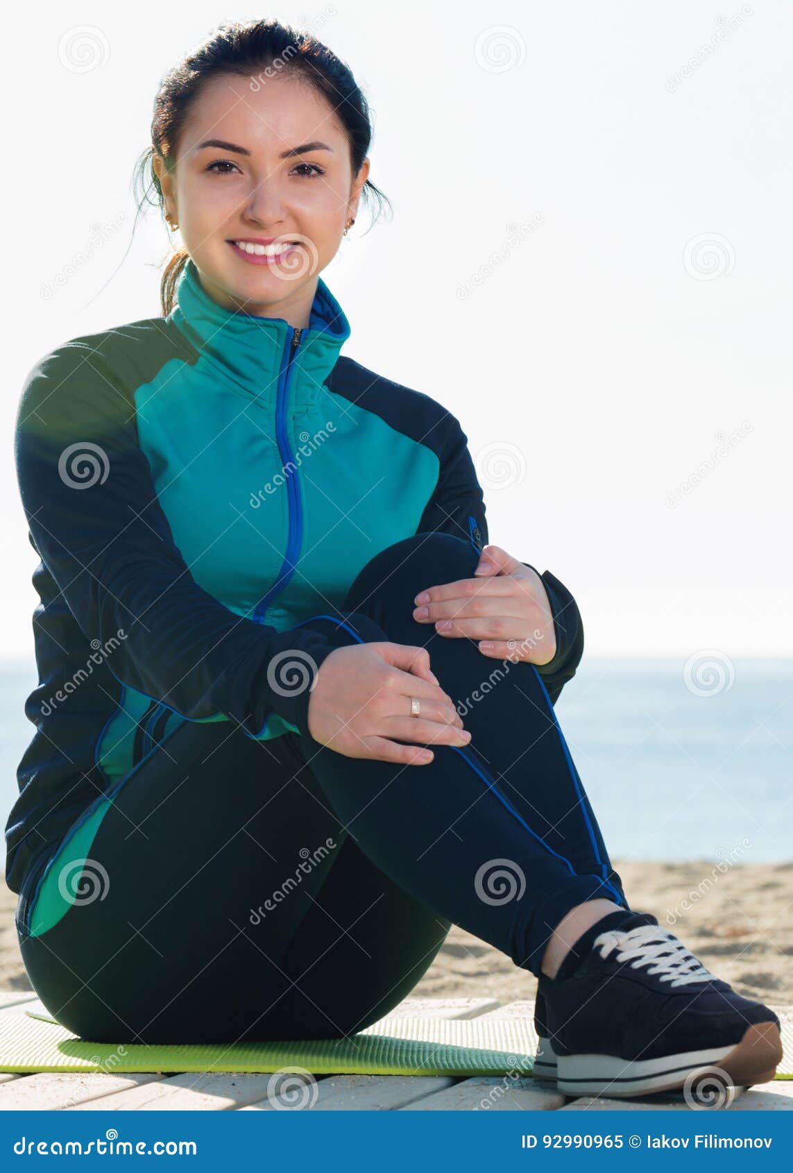 Girl Preparing for Regular Training on Beach Stock Image - Image of ...