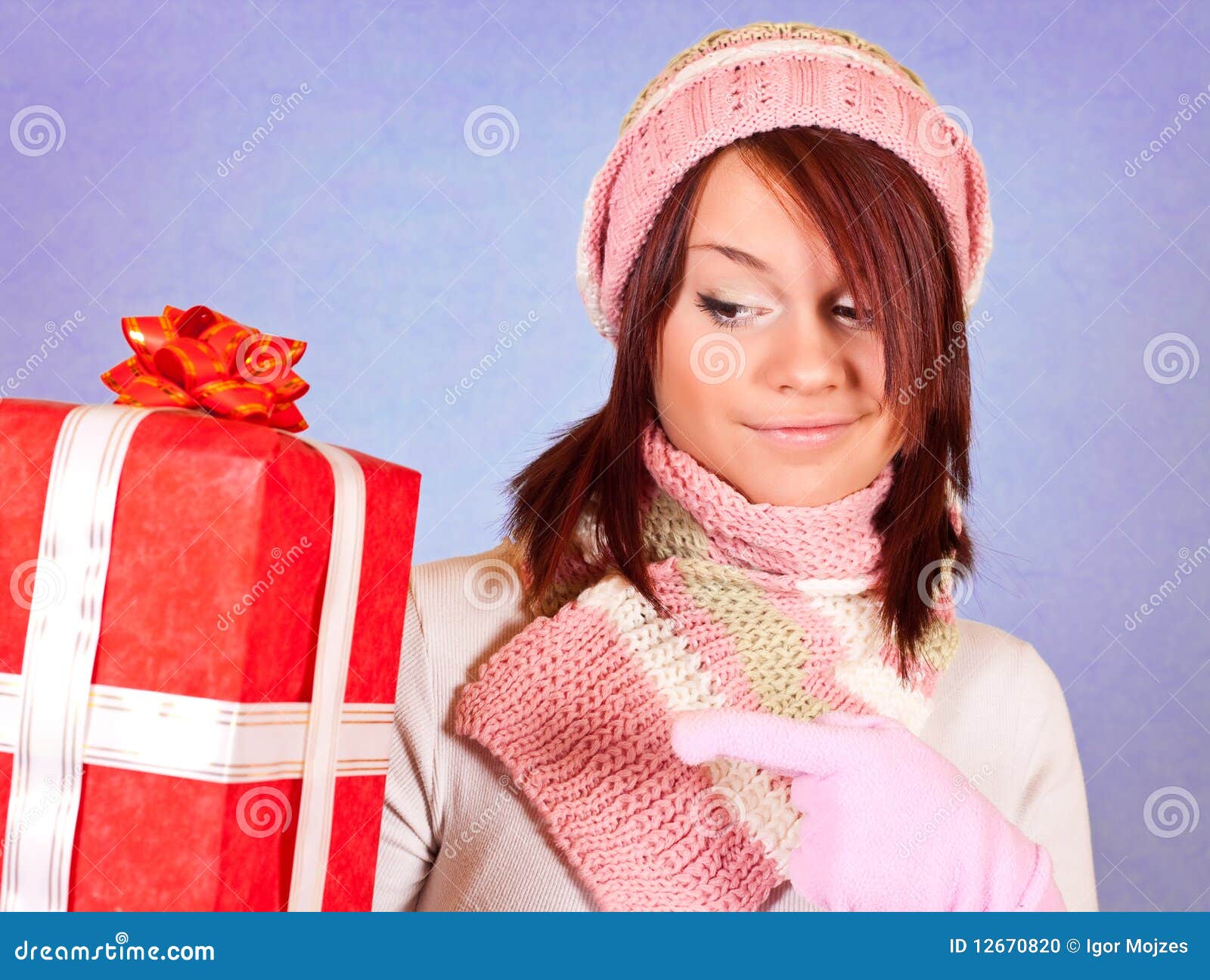 Girl with present stock photo. Image of present, beautiful - 12670820