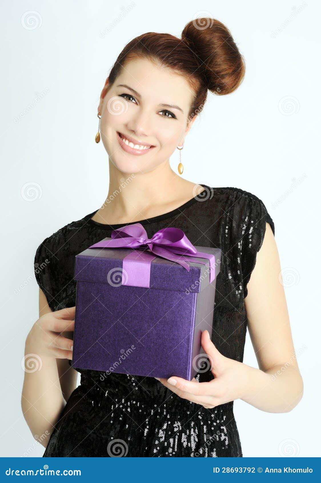 Girl with the present stock photo. Image of glamour, cheerful - 28693792