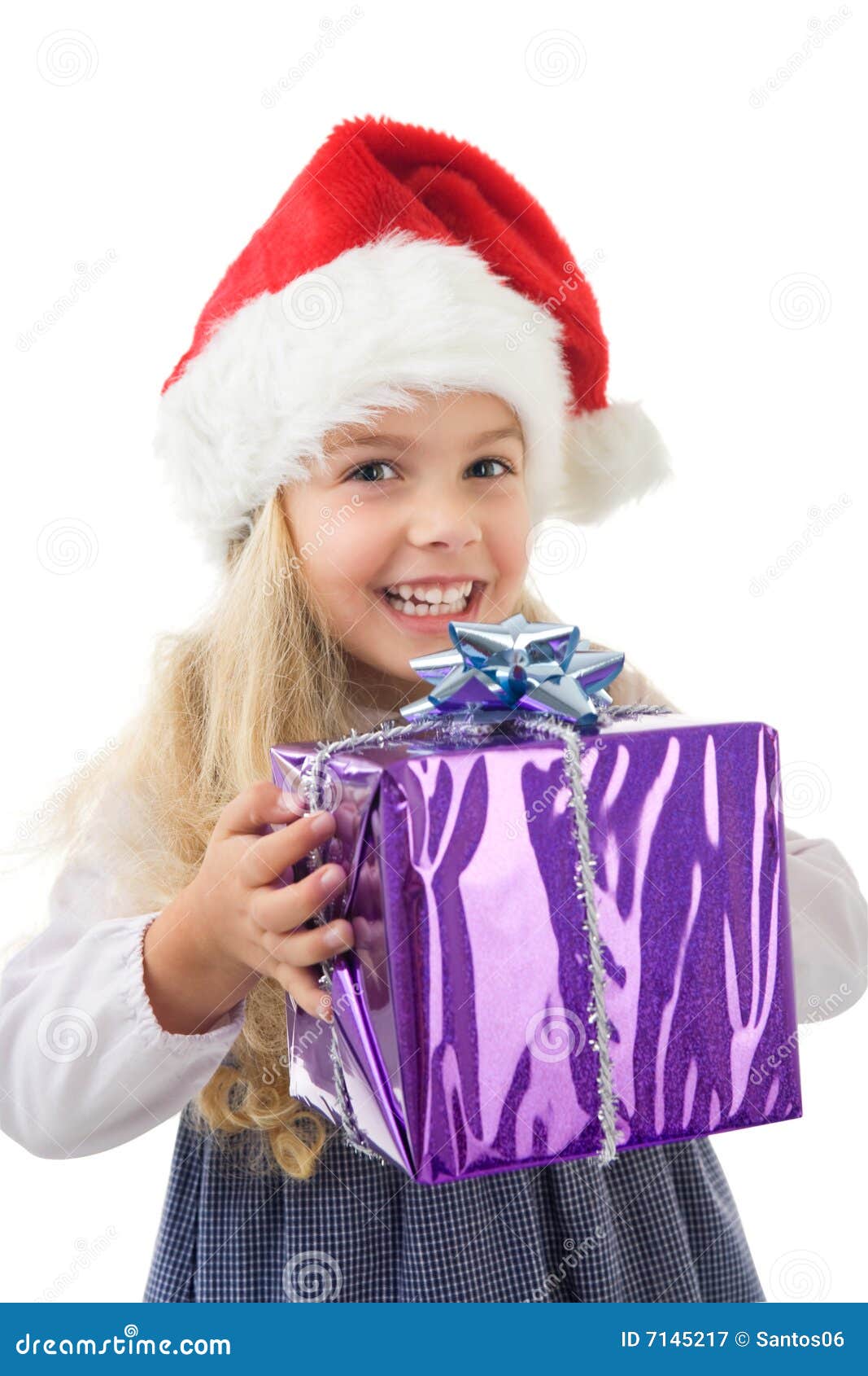 Girl with present stock image. Image of laughing, overhappy - 7145217