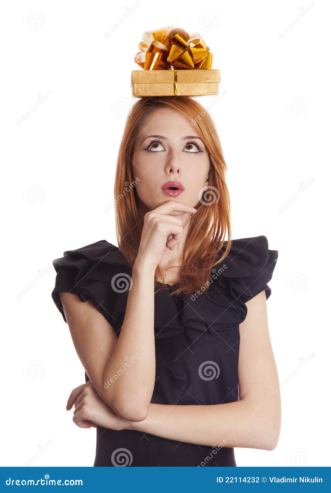 Girl with Present Box Over Head Stock Photo - Image of adult, happy ...