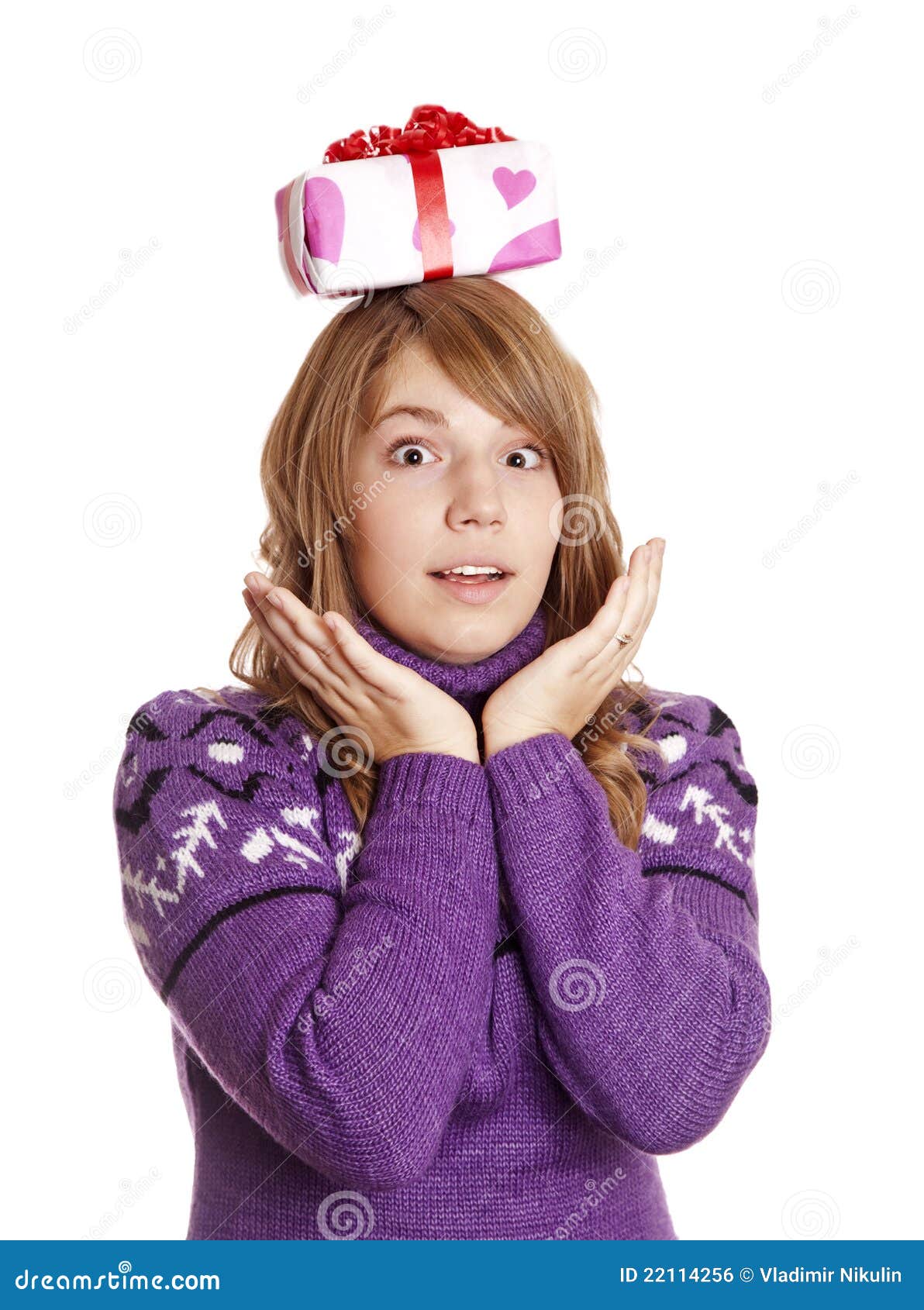 Girl with Present Box Over Head Stock Photo - Image of woman, european ...