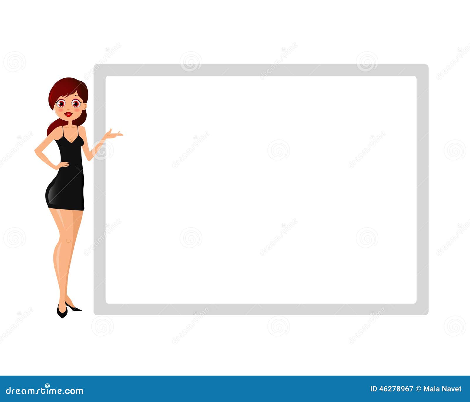 Girl with presenting stock illustration. Illustration of cartoon - 46278967