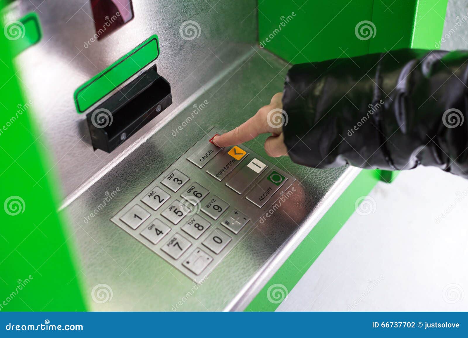 Girl Press ATM EPP Keyboard Stock Photo - Image of industry, banking ...