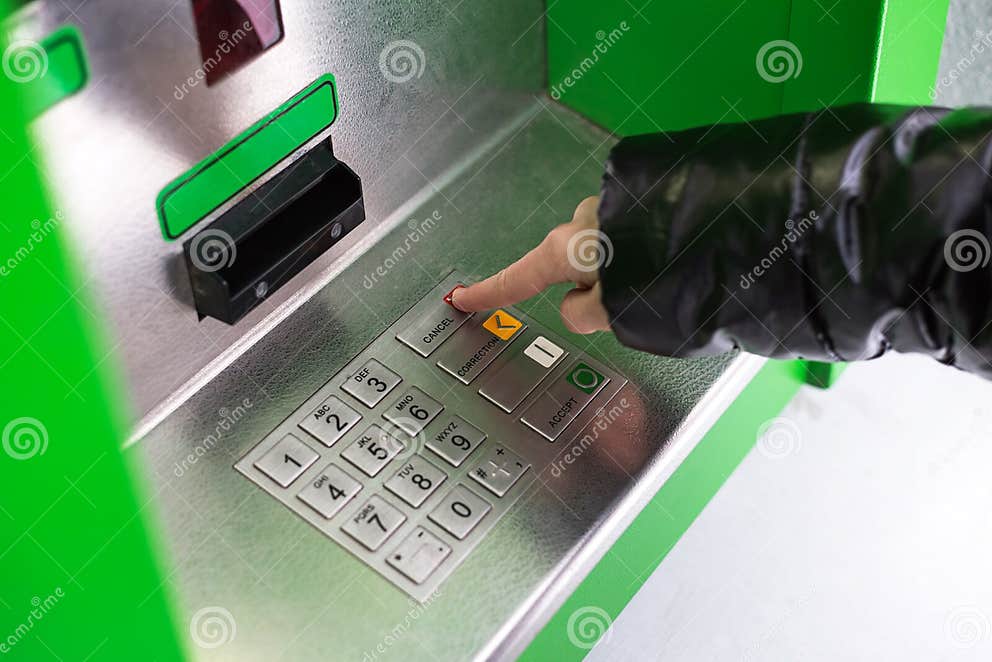 Girl Press ATM EPP Keyboard Stock Photo - Image of industry, banking: 66737702