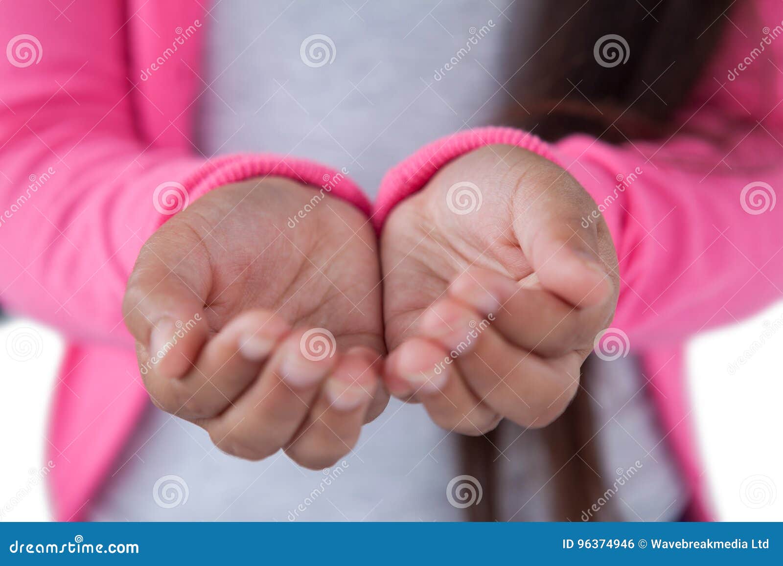 Girl Pretending To Be Hold Invisible Object Stock Photo - Image of ...