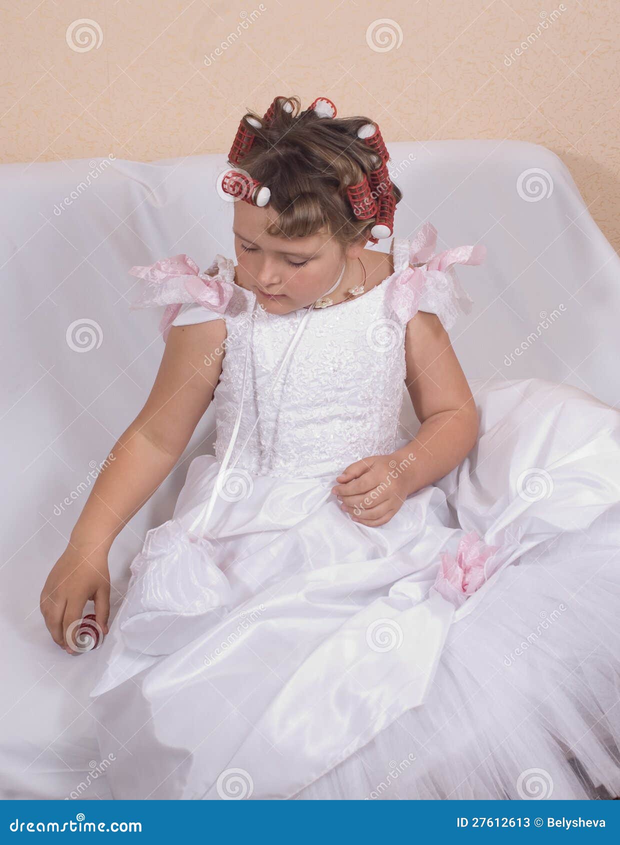 Girl pretends being bride stock image. Image of game - 27612613