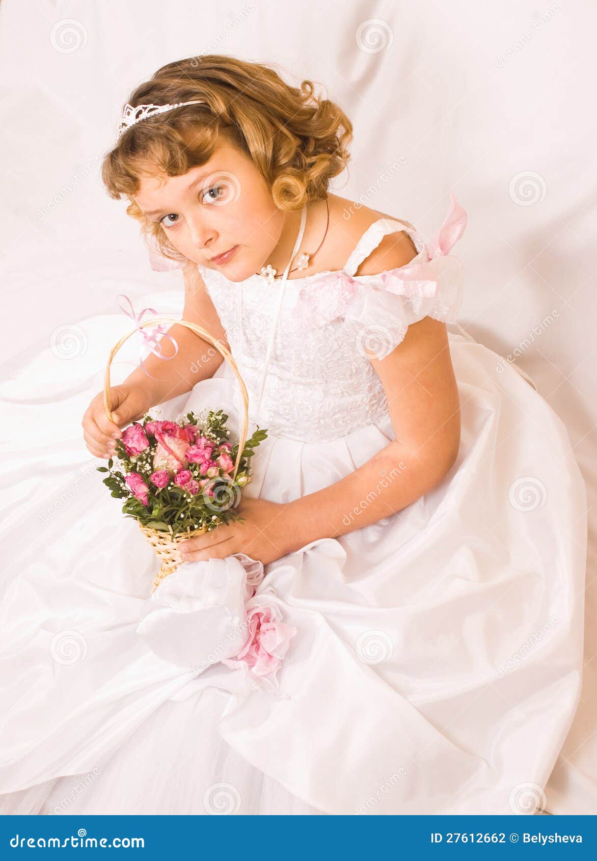 Girl pretends being bride stock photo. Image of dressing - 27612662