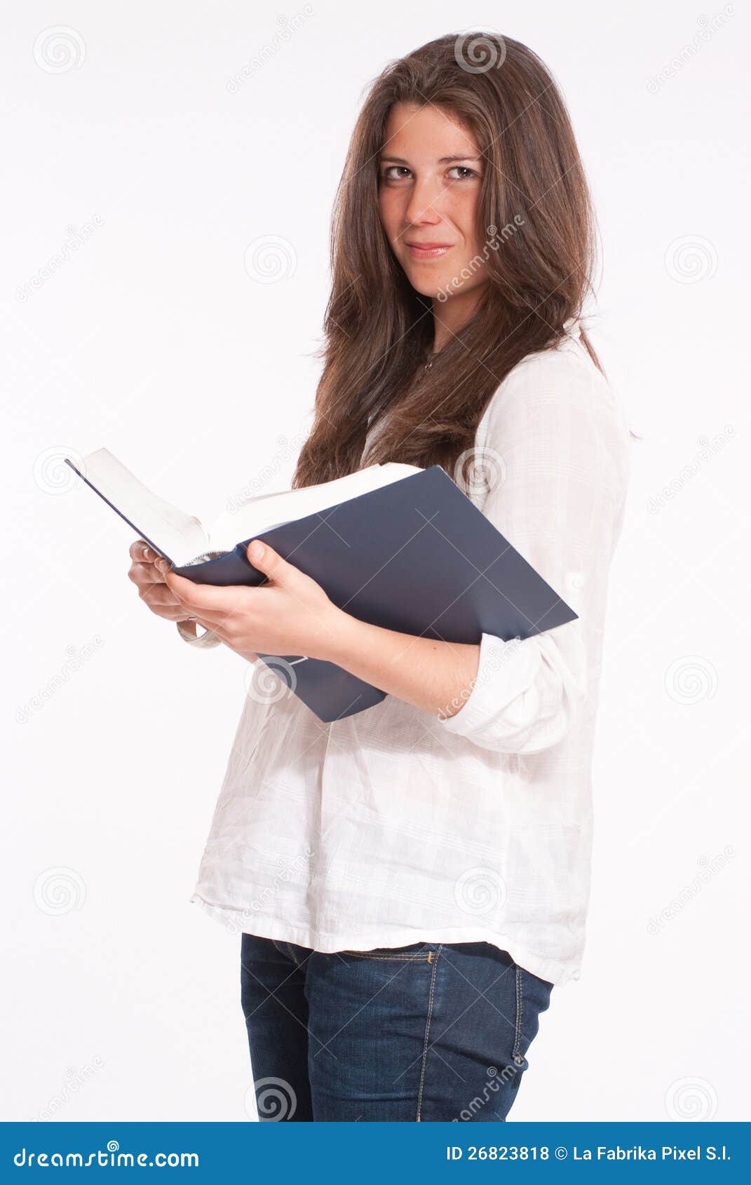 Girl in profile with book stock photo. Image of healthy - 26823818