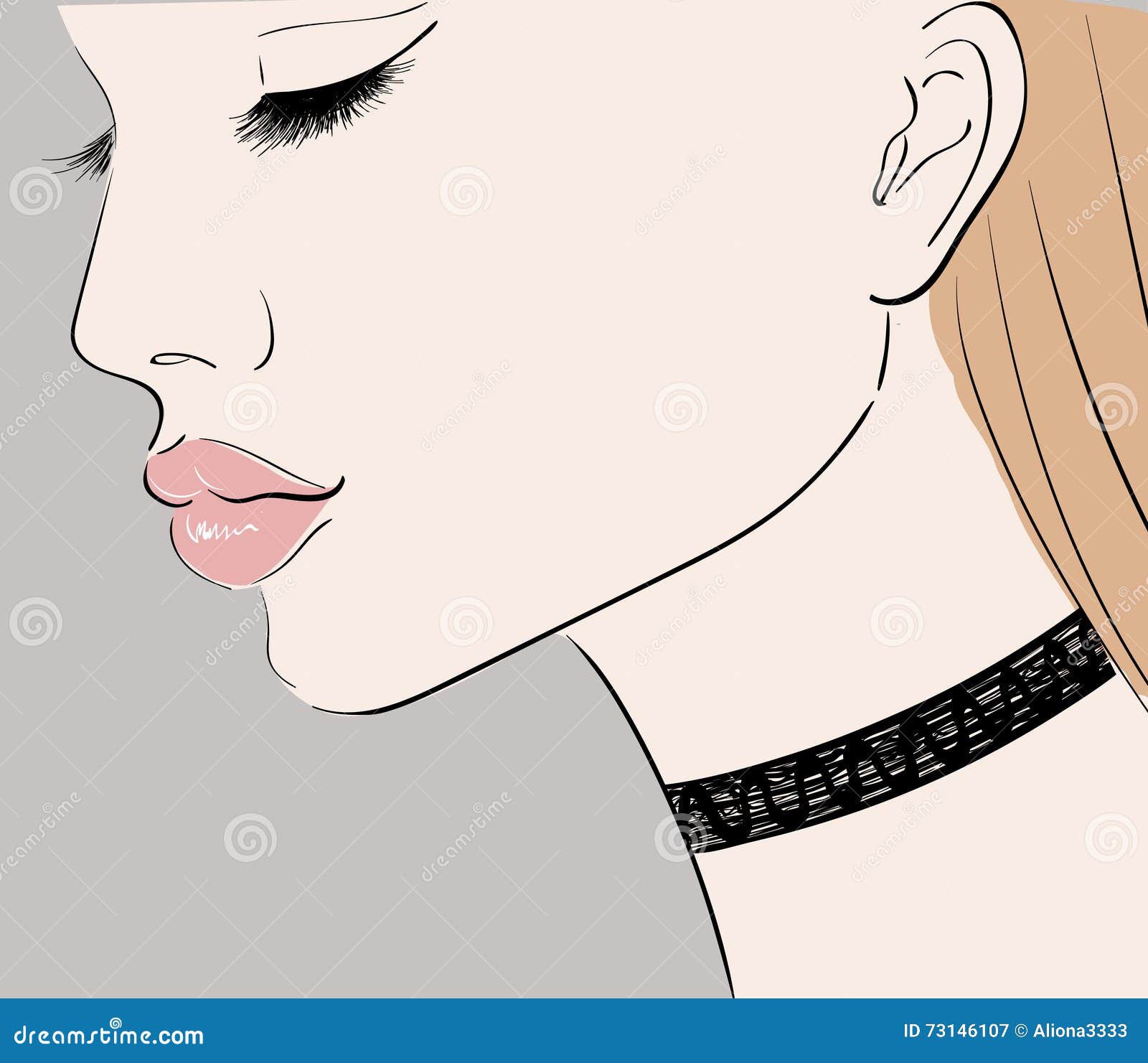 Girl In Cap, Choker And Blue Top Collection Of Hand Drawn Emoticon Cool ...